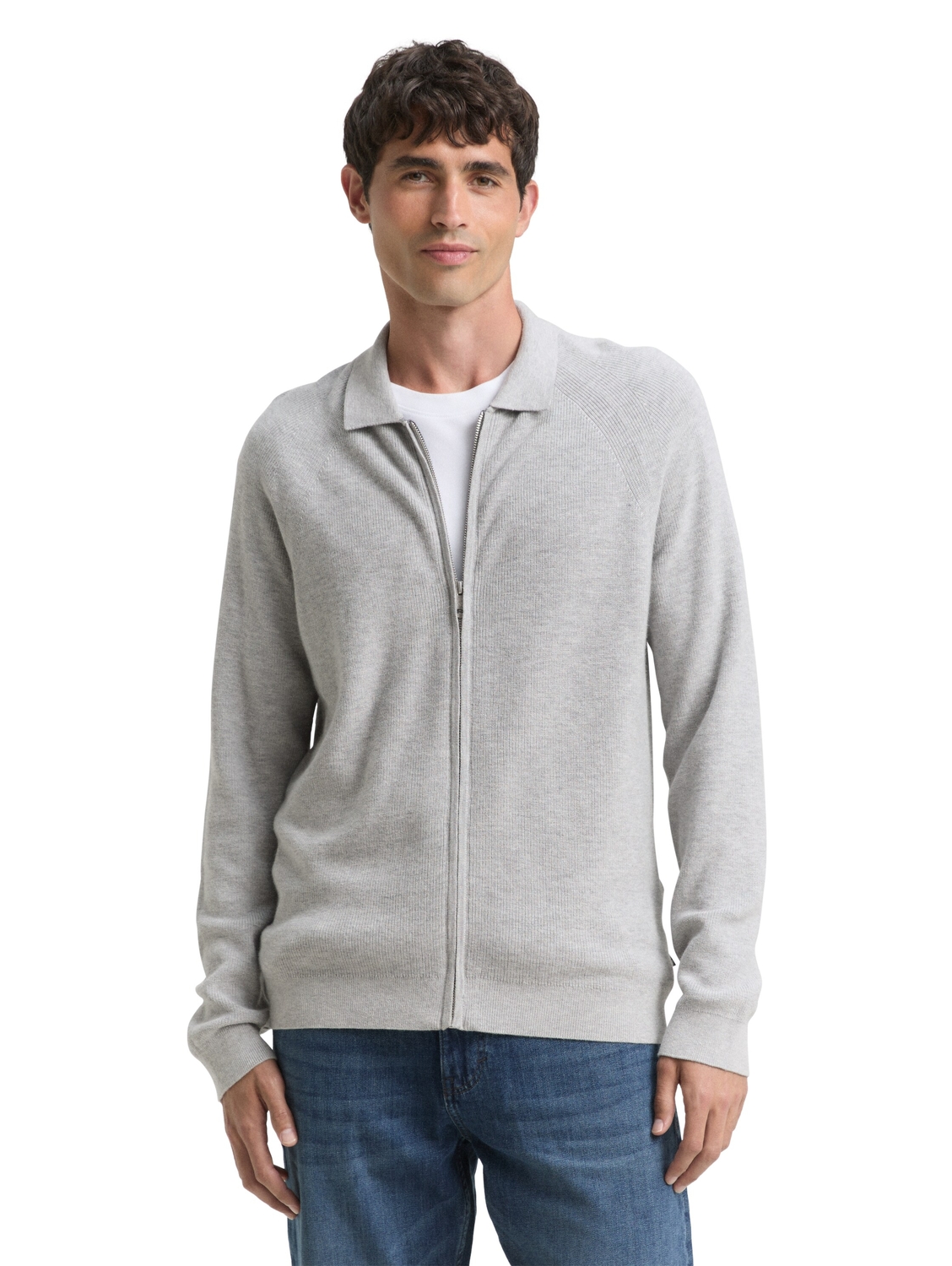 Tom Tailor Group Soft knit zip jacket light grey melange | Freewear