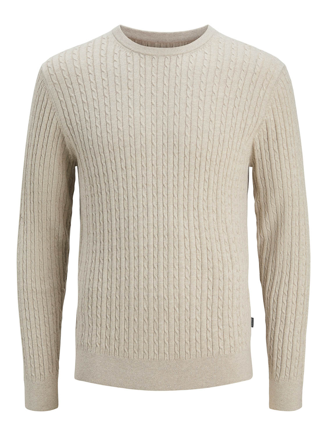 JJEEMIL KNIT CABLE CREW NECK NOOS oatmeal/melange | Freewear